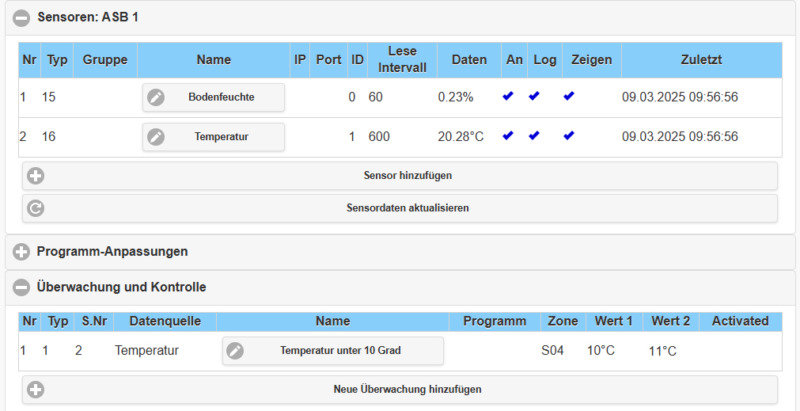 Neu Funktion "Überwachung und Kontrolle" für das OpenSprinkler Analog Sensor Board ...
